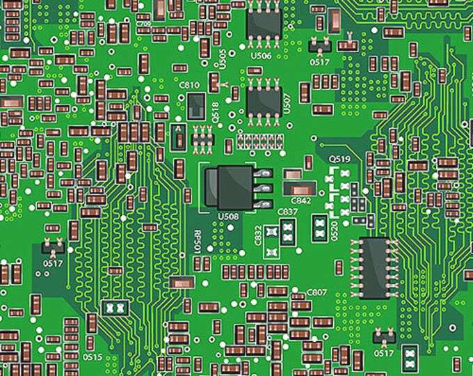 Circuit Board Fabric Evil Robot Circuit Board Black and Blue by ...