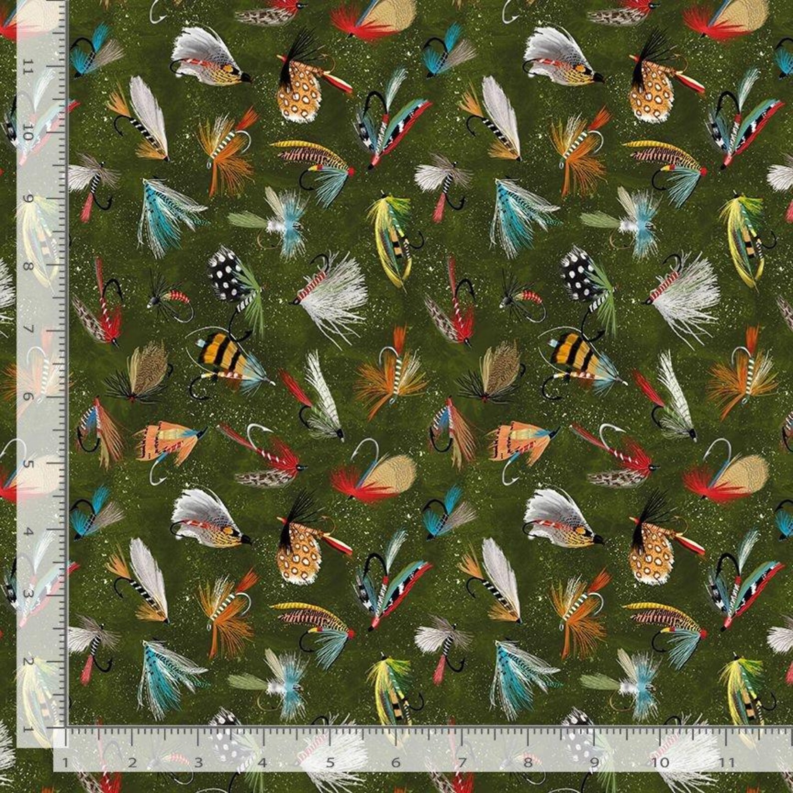 Fishing Lures Fabric by the Yard, Fly Fishing Lures Cabin Rules by ...