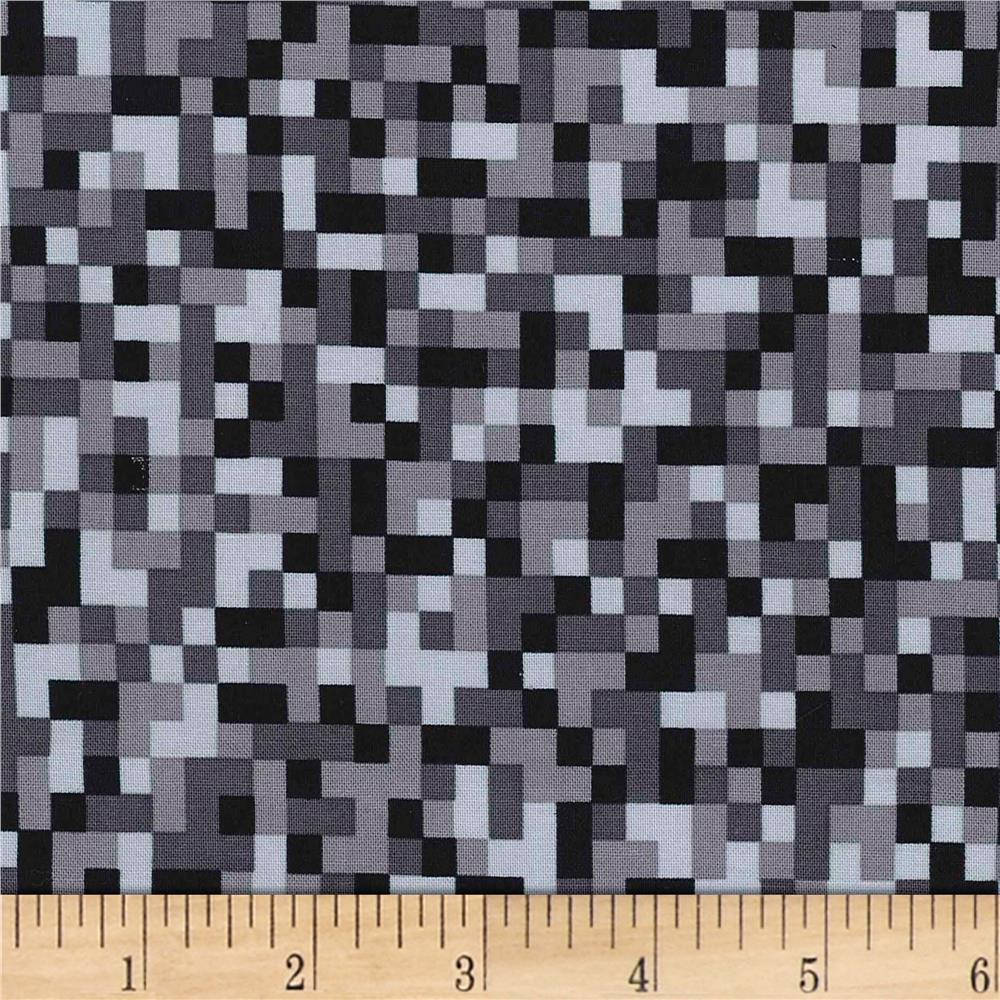 Minecraft Fabric / Bitmap Fabric / Black Minecraft by the yard