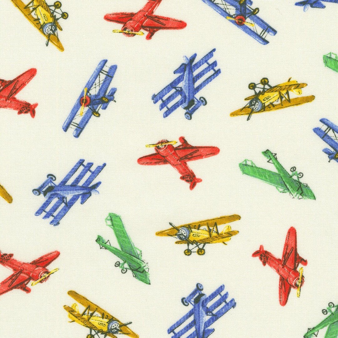 Vintage Airplane Fabric Airplanes on White American Vintage by Robert ...