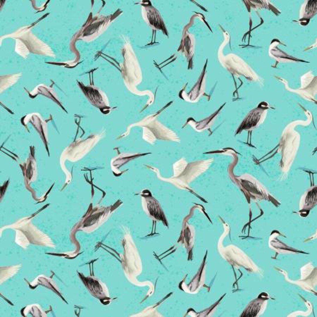 Seashell Wishes Digital Sea Life Fabric by Clothworks Seabirds / Beach ...