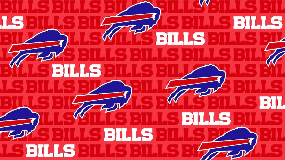 Buffalo Bills NFL Fabric / NFL Buffalo Bills Cotton CANVAS on Red ...