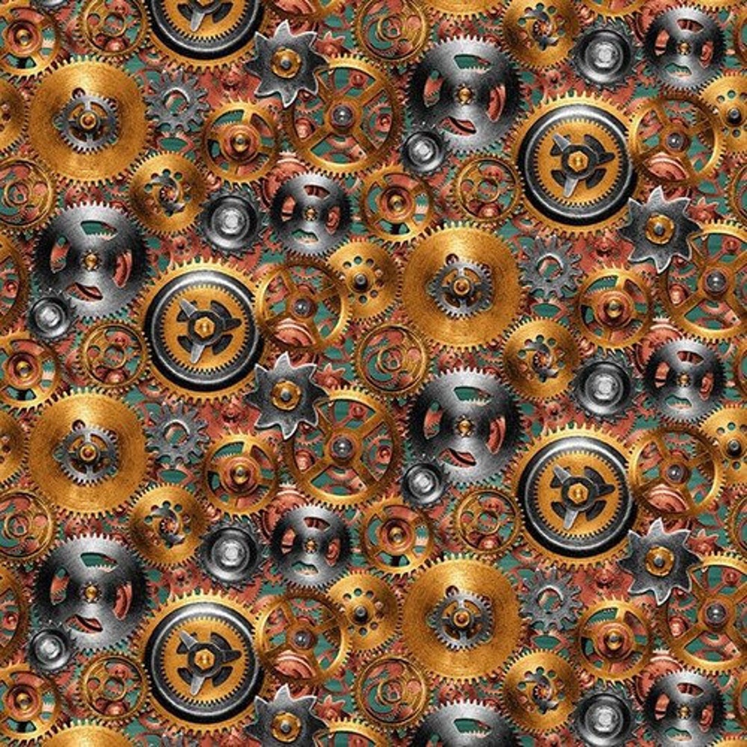 Steampunk Fabric, Gears Fabric / Time Travel Collection by Blank ...