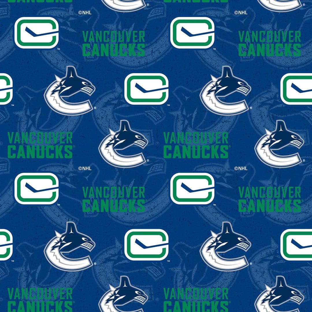 NHL Hockey Vancouver Canucks Fabric / Face off Cotton Fabric by the ...