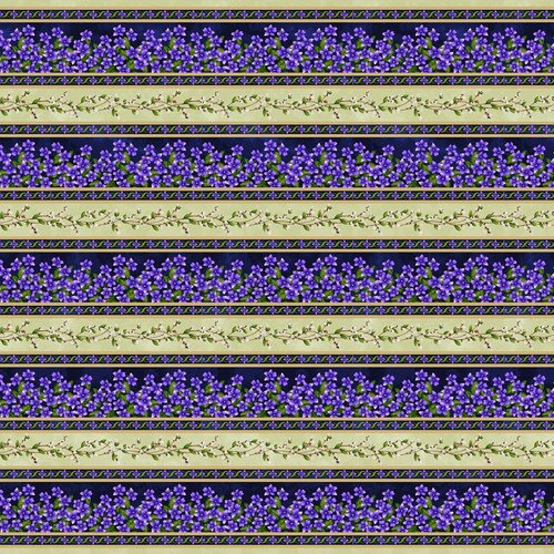Floral Border Stripe Floral Fabric Nature's Affair Collection by Henry ...