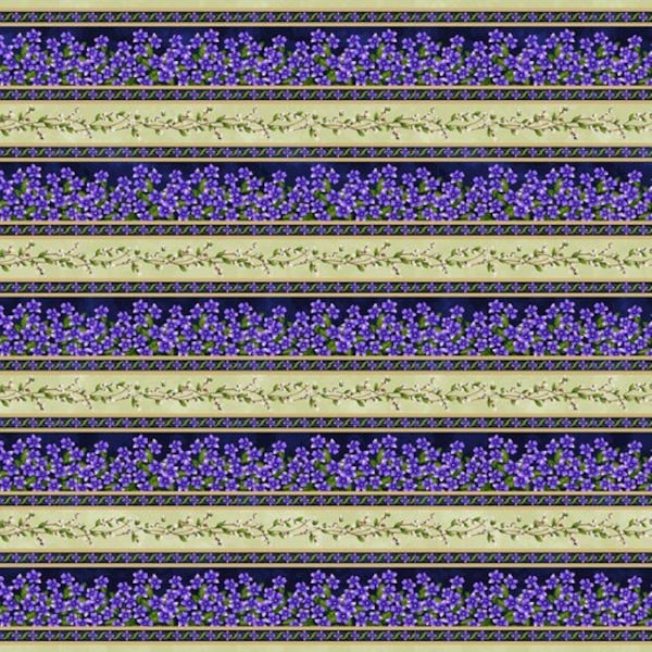 Floral Border Stripe Fabric - Etsy