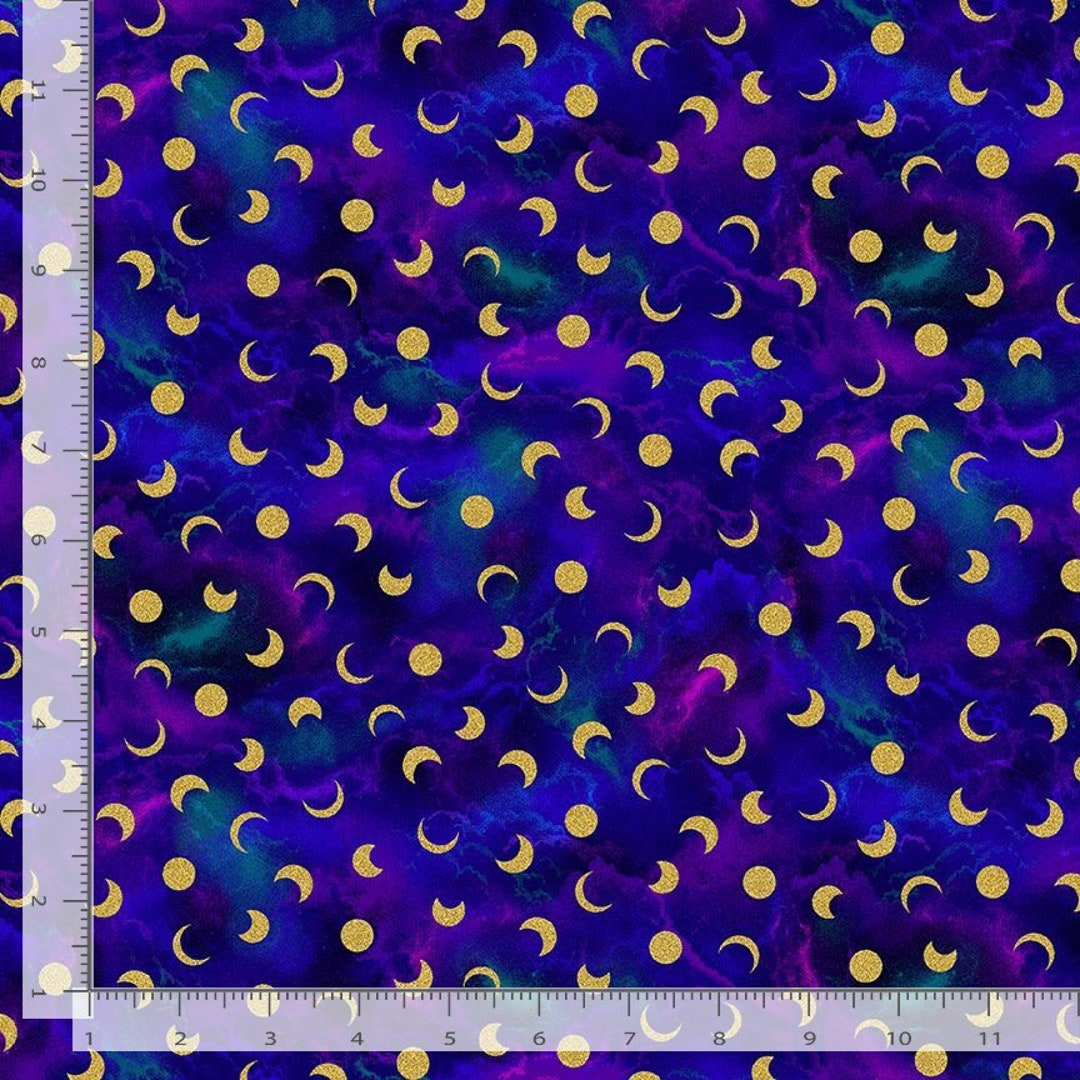 Cosmos Metallic Moons on Purple by Timeless Treasures / Starry Night ...