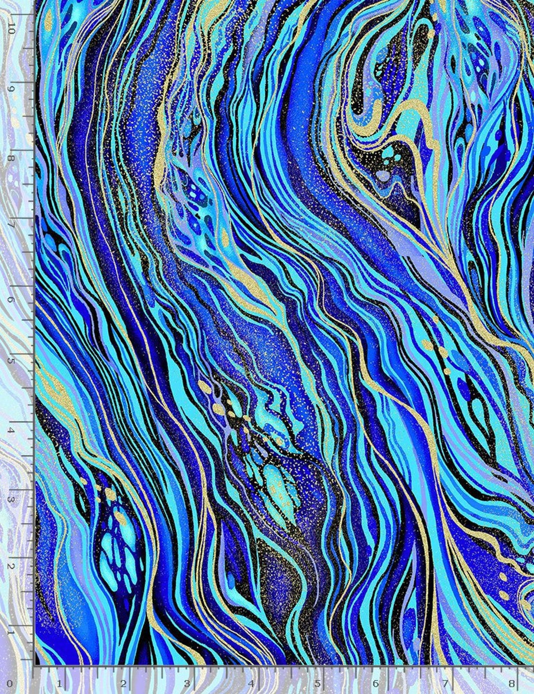 Abstract Marbling Fabric / Utopia Metallic Blue Marble Fabric ...