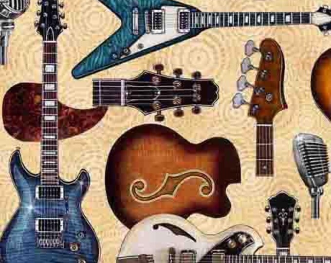 Guitar Fabric / Guitar Picks on Cream Rock N Roll Fantasy by QT Music ...