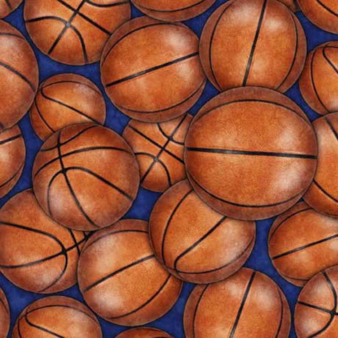 Basketball Fabric / Slam Dunk Basketballs on Navy Fabric by the Yard by ...