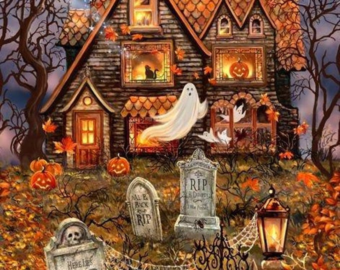 Halloween Fabric Panel / Halloween Haunted House Panel "bewitched" 24 ...