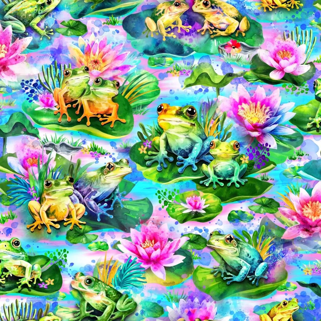 Frog Fabric by the Yard / Frogs on Lily Pads Hip Hop Collection by ...