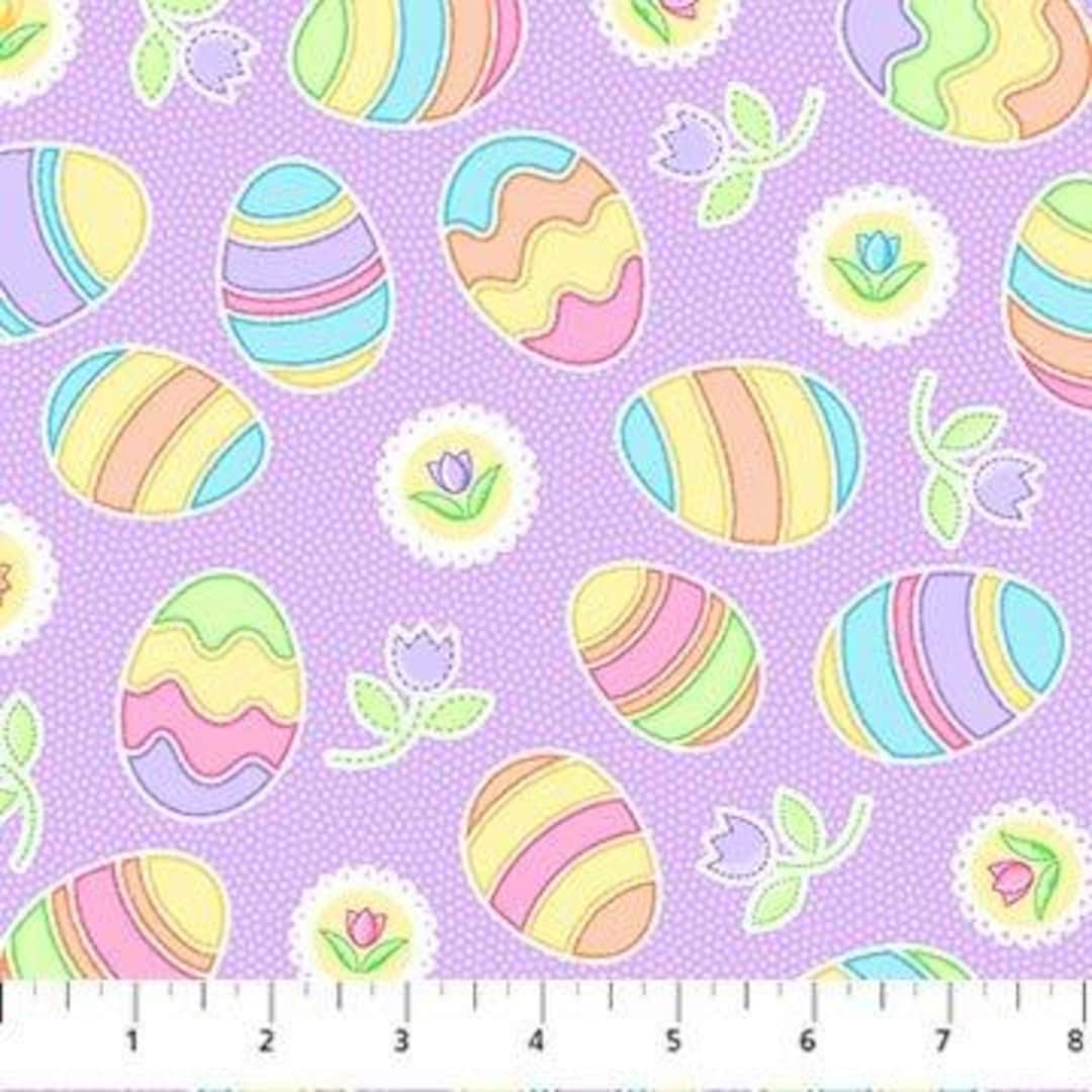 Easter Fabric, Easter Eggs on Lavender Easter Fabric by the Yard Easter ...