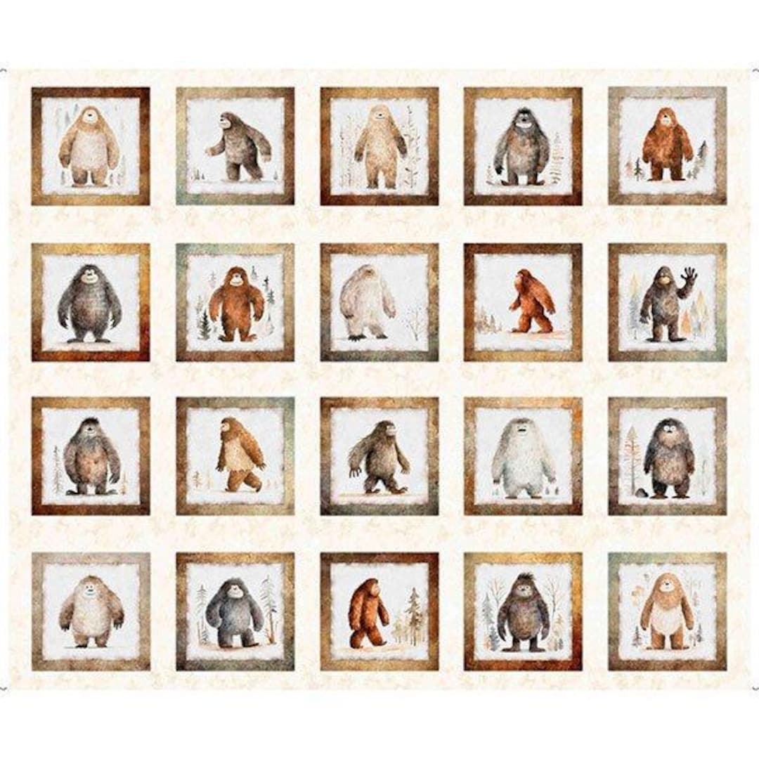 Bigfoot Fabric Panel, Bigfoot Picture Block 36" Panel Bigfoot by QT ...