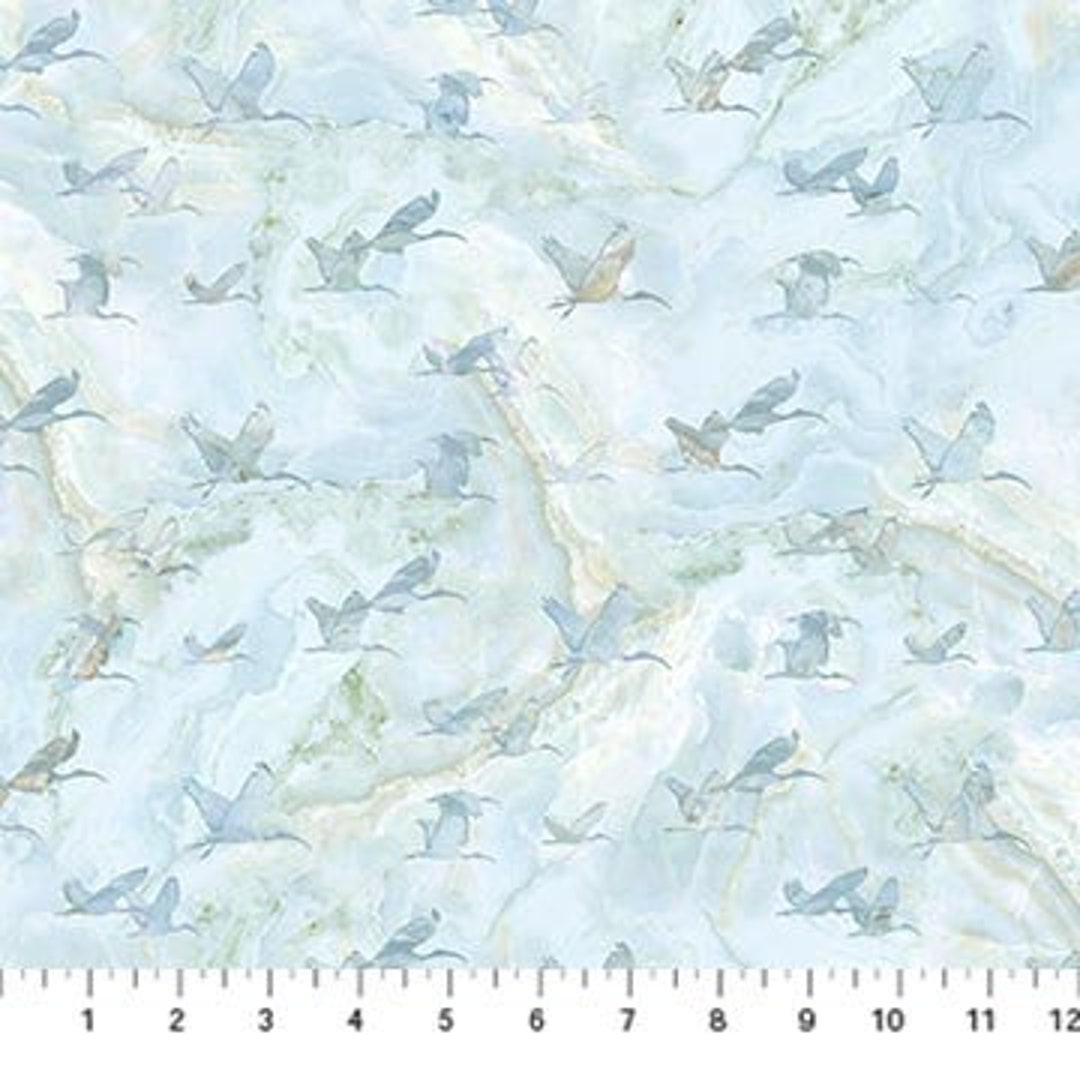 Seagull Fabric / Geese Fabric / New Dawn by Northcott Flying Birds ...
