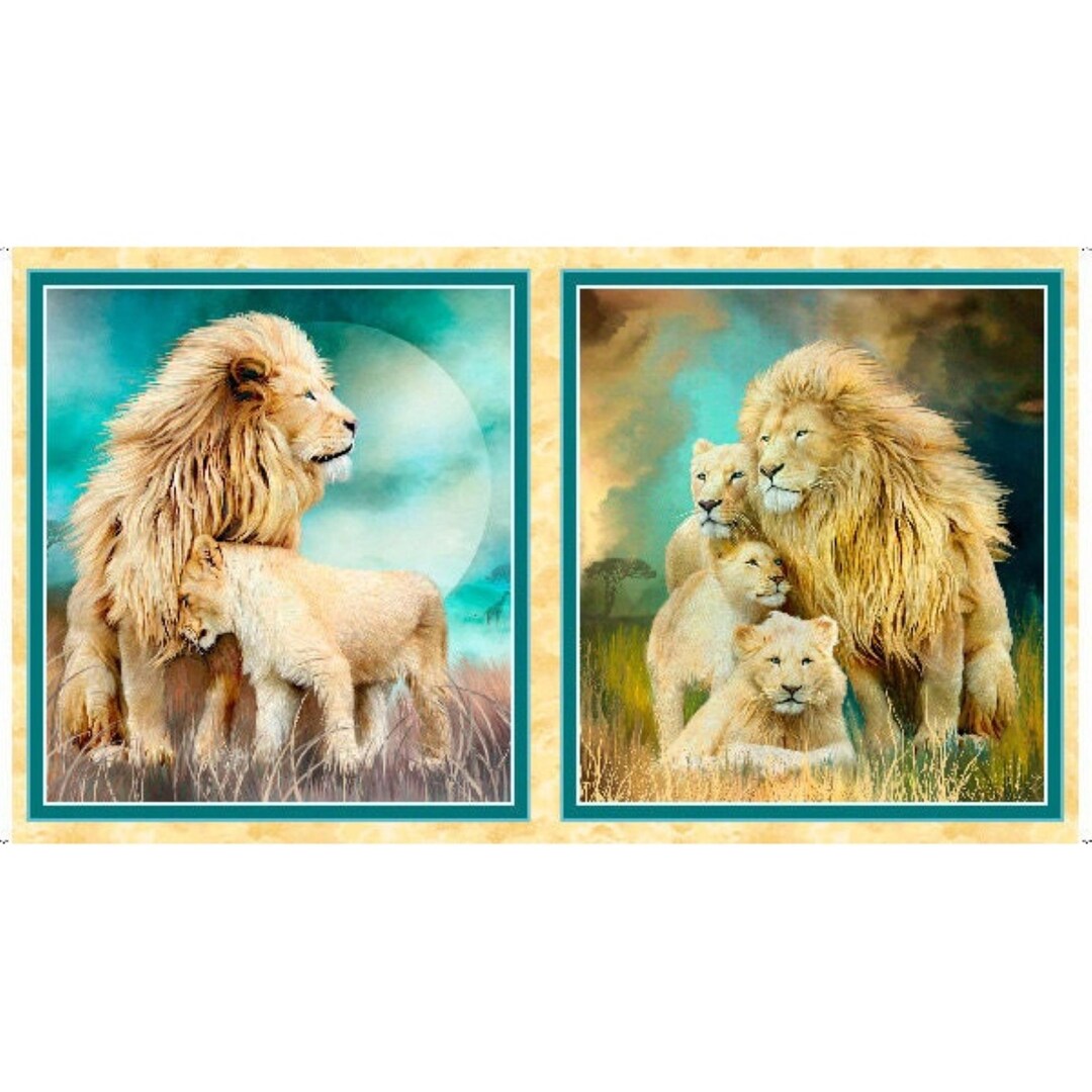 Lion's Pride Block Panel / Majestic and Magnificent Lion Family 24 ...