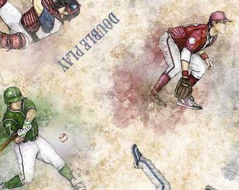 Baseball Fabric / Baseball Patchwork on by Navy, Bases Loaded ...