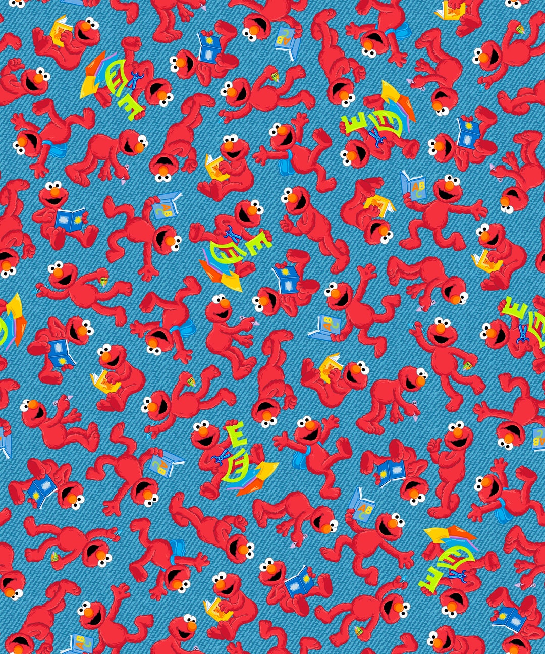 Sesame Street Fabric / Sesame Street Elmo on Blue Fabric by QT Fabrics ...