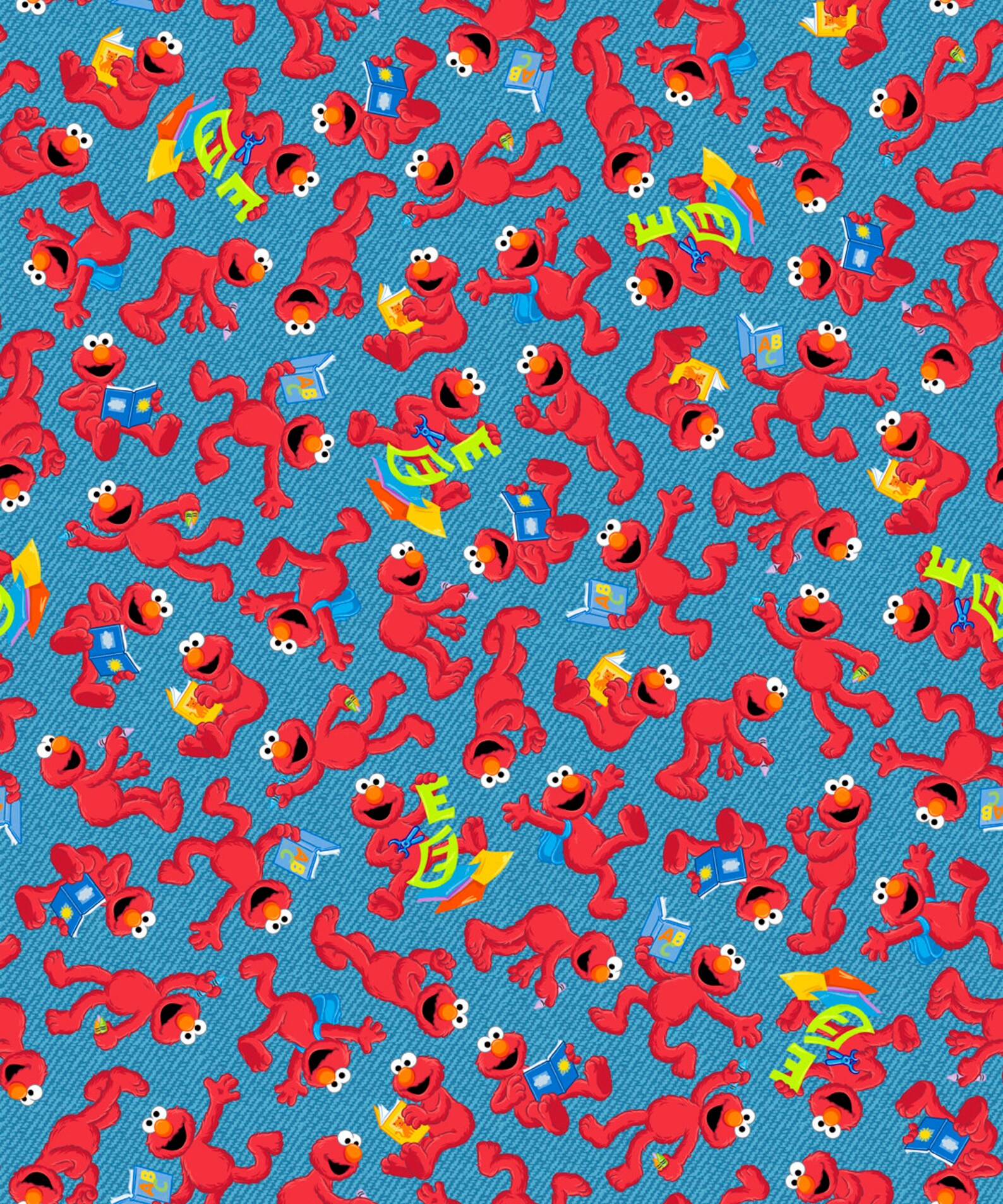 Sesame Street Fabric / Sesame Street Elmo on Blue Fabric by QT - Etsy