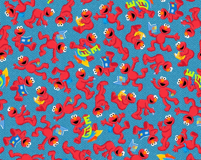 Sesame Street Fabric / Sesame Street Elmo on Blue Fabric by QT Fabrics ...