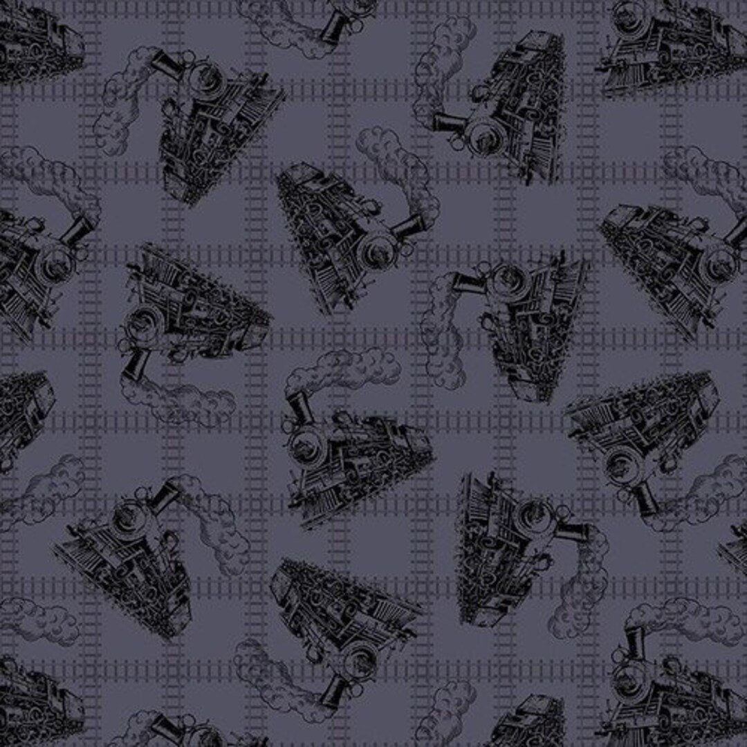 Train Fabric / Tonal Train, on the Right Track by Blank Quilting ...