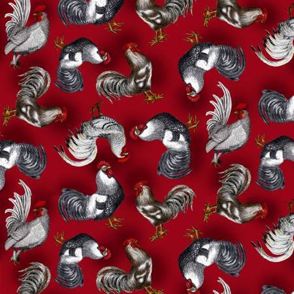 Rooster Fabric - Etsy