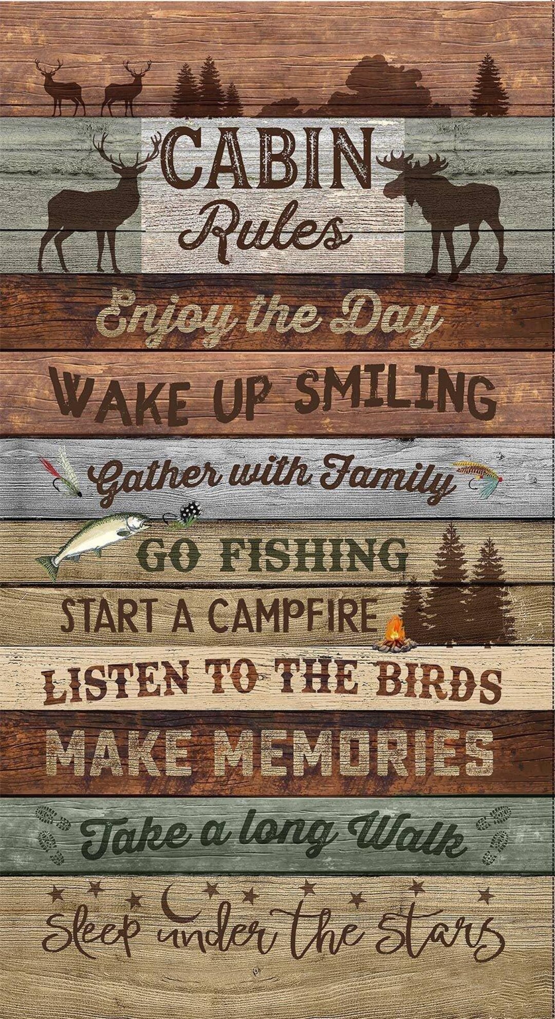 Cabin Rules Fabric Panel Cabin Rules 24" Panel by Timeless Treasures ...