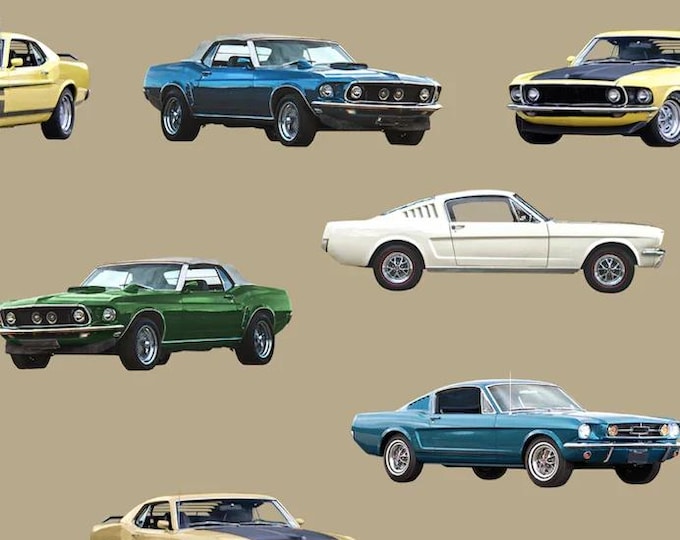Muscle Cars, Mustang Old Cars Vintage Vehicles Fabric by the Yard / Old ...