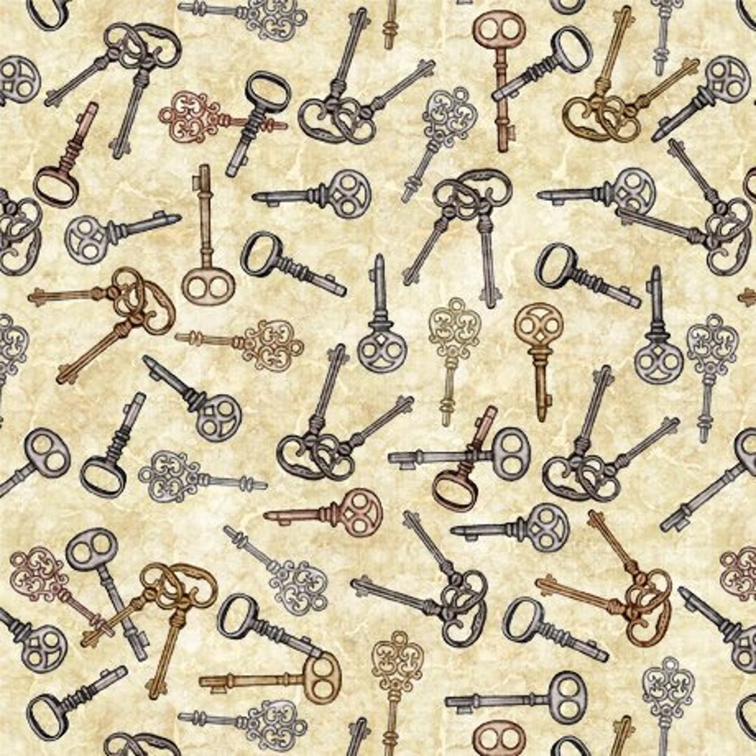 Steampunk Fabric, Steampunk Keys on Ecru Fabric / Steampunk Collection ...