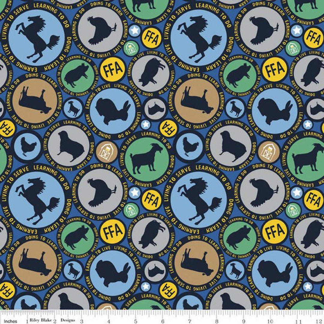 FFA Circle Gray Fabric / FFA Blue Yardage / Future Farmers of America ...