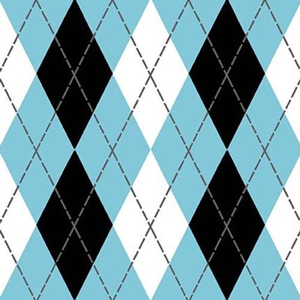Blue Argyle Fabric - Etsy