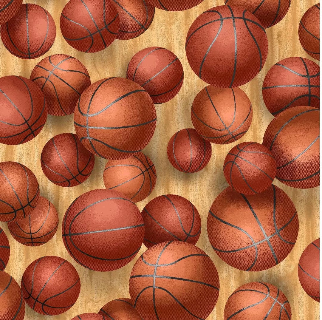 Basketball Fabric / Play Ball Slam Dunk Basketballs Fabric by the Yard ...