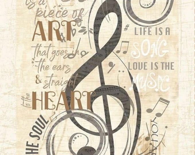 Music Fabric Panel / Music Notes 24" Panel Sonata by Timeless Treasures ...