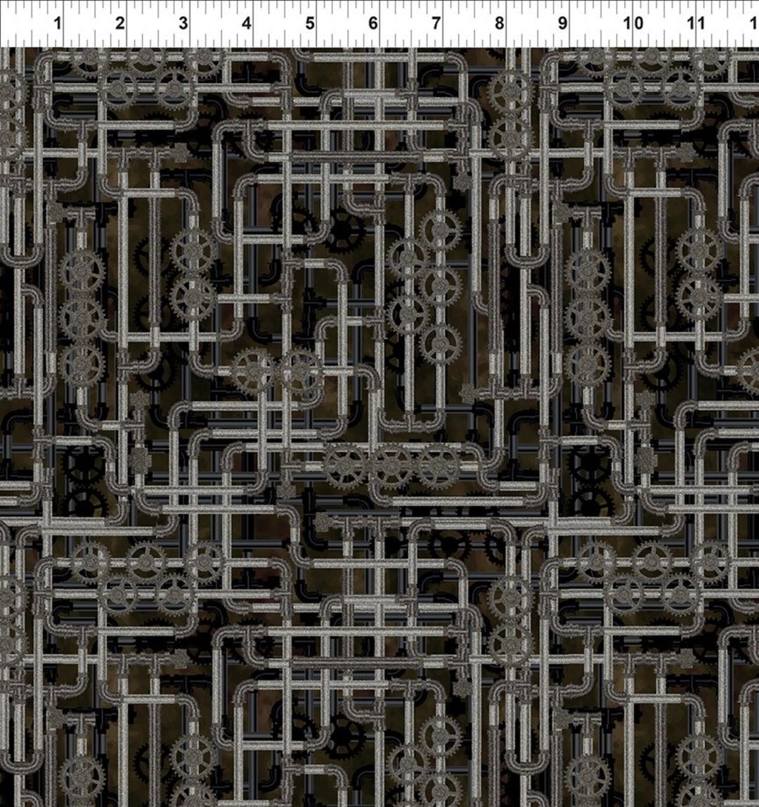 Steampunk Gray Pipes on Brown Fabric, Steampunk Menagerie by in the ...
