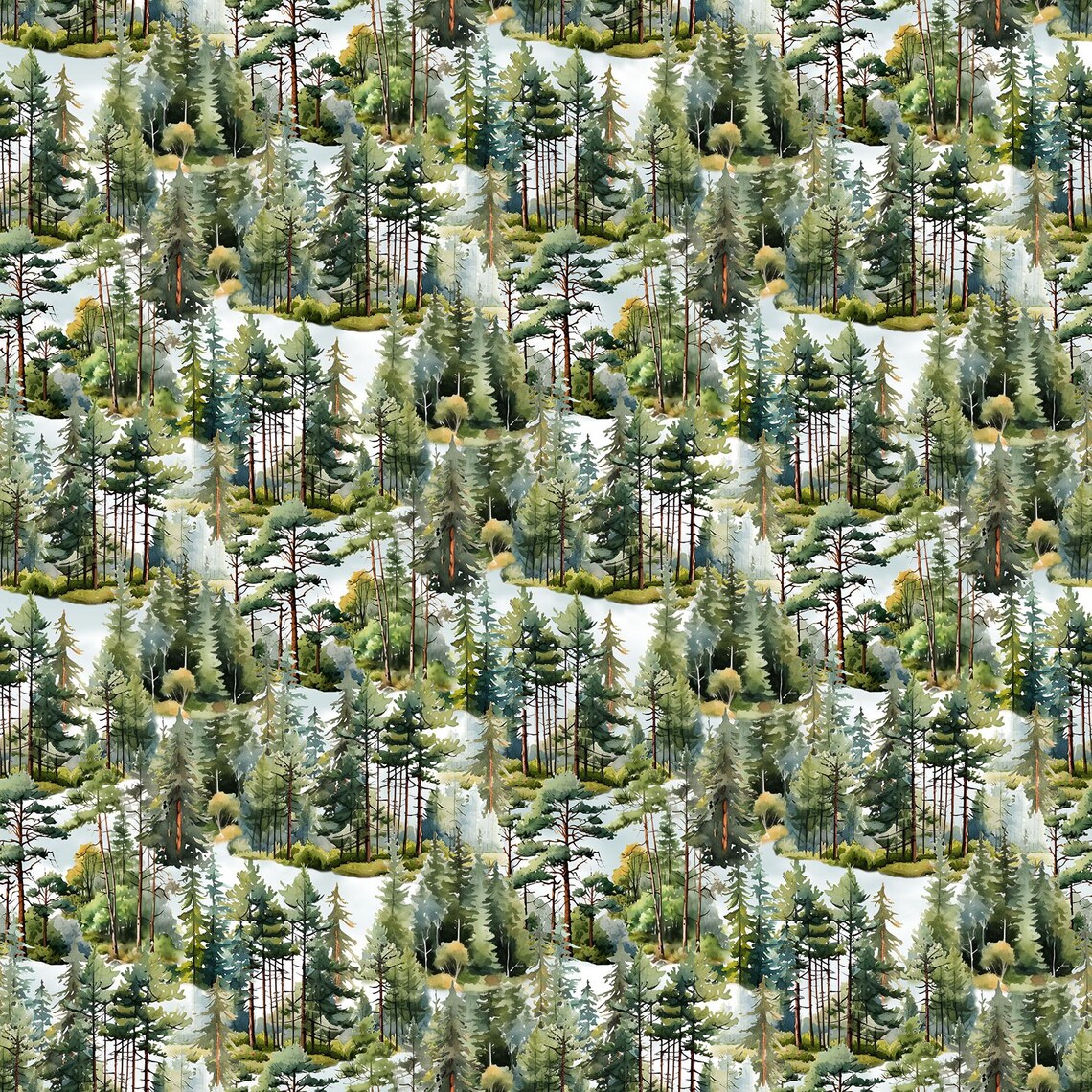 Lakeside Retreat Scenic Trees Fabric, by Northcott Fabrics, Yardage ...