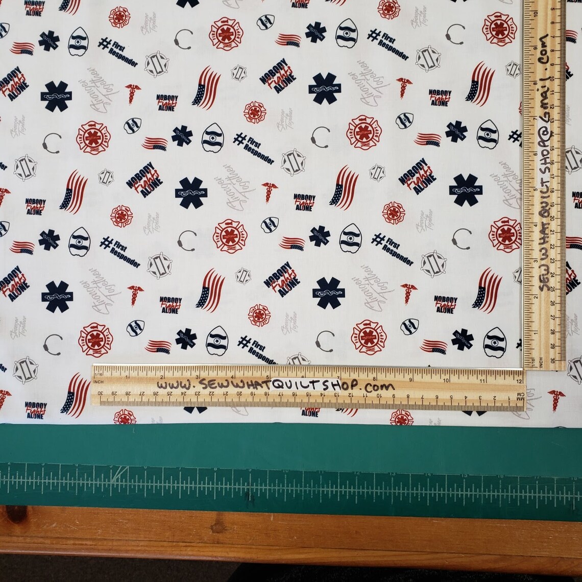First Responders Tossed White First Responders Fabric by the | Etsy