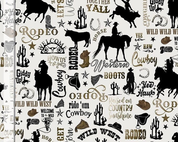 Wild Horse Rodeo Fabric / Horse Whisperer Western Cowboy Words From ...