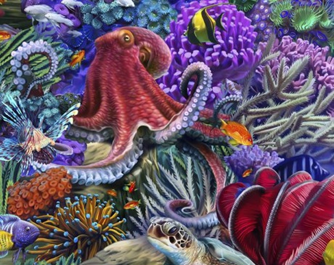 Packed Sea Life Octopus Fabric Treasures at Sea Collection Fabric by ...