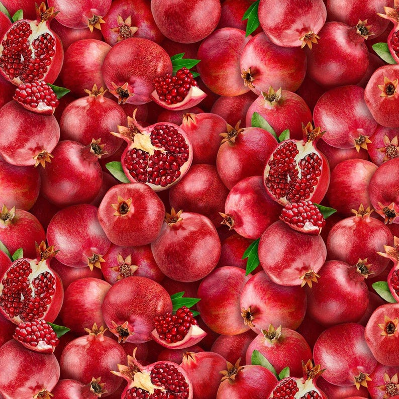 Pomegranates Fabric by the Yard / Food Festival Yardage / Elizabeth ...
