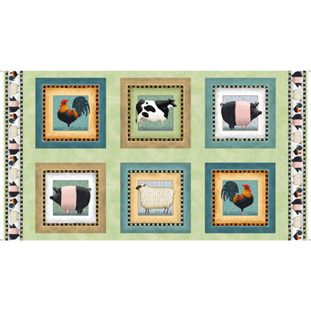 Farm Animal Picture Patches Blocks 24" Panel, Down on the Farm Fabric ...