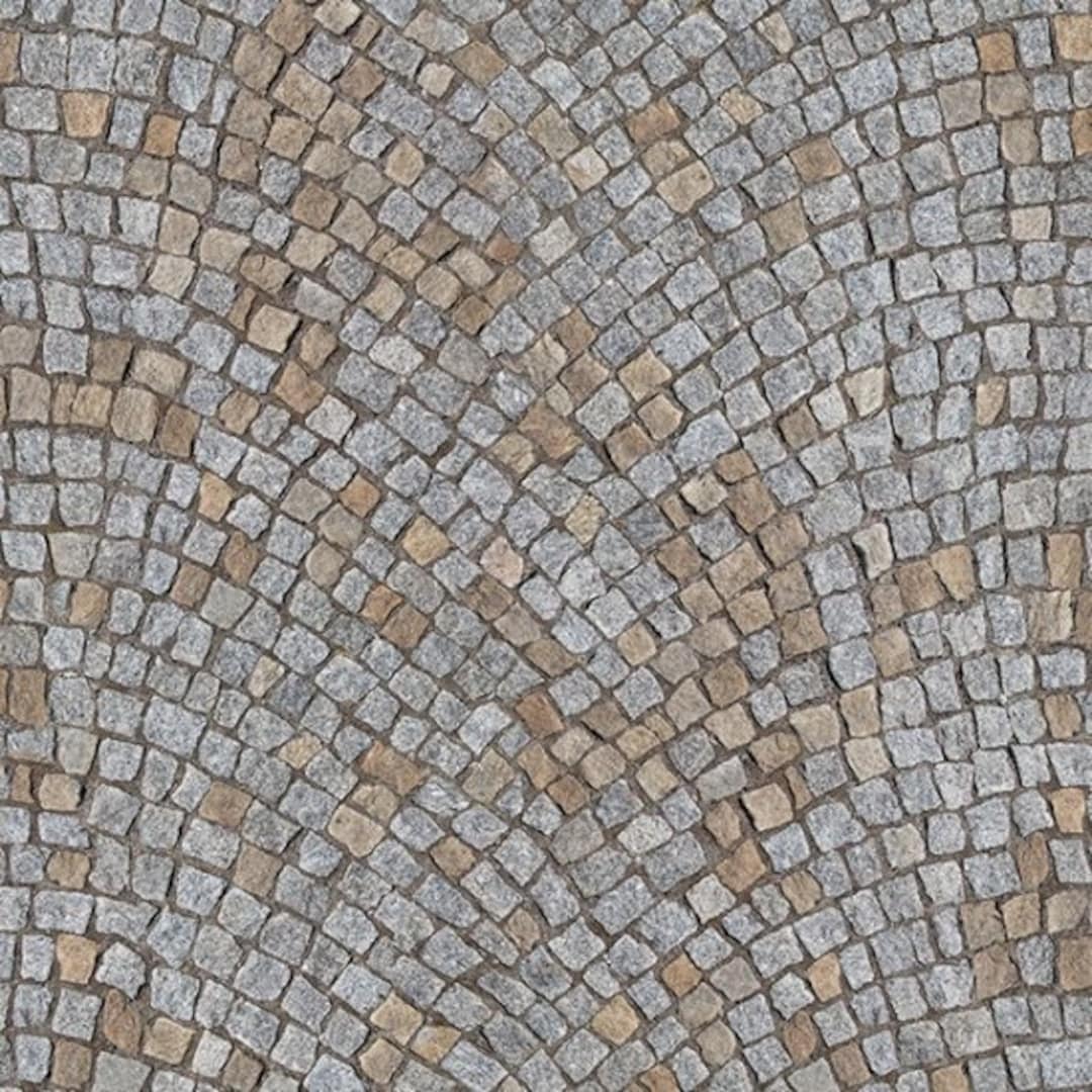 Stone Mosaic Floor Brick Fabric / Landscape Fabric / Mediterranean ...