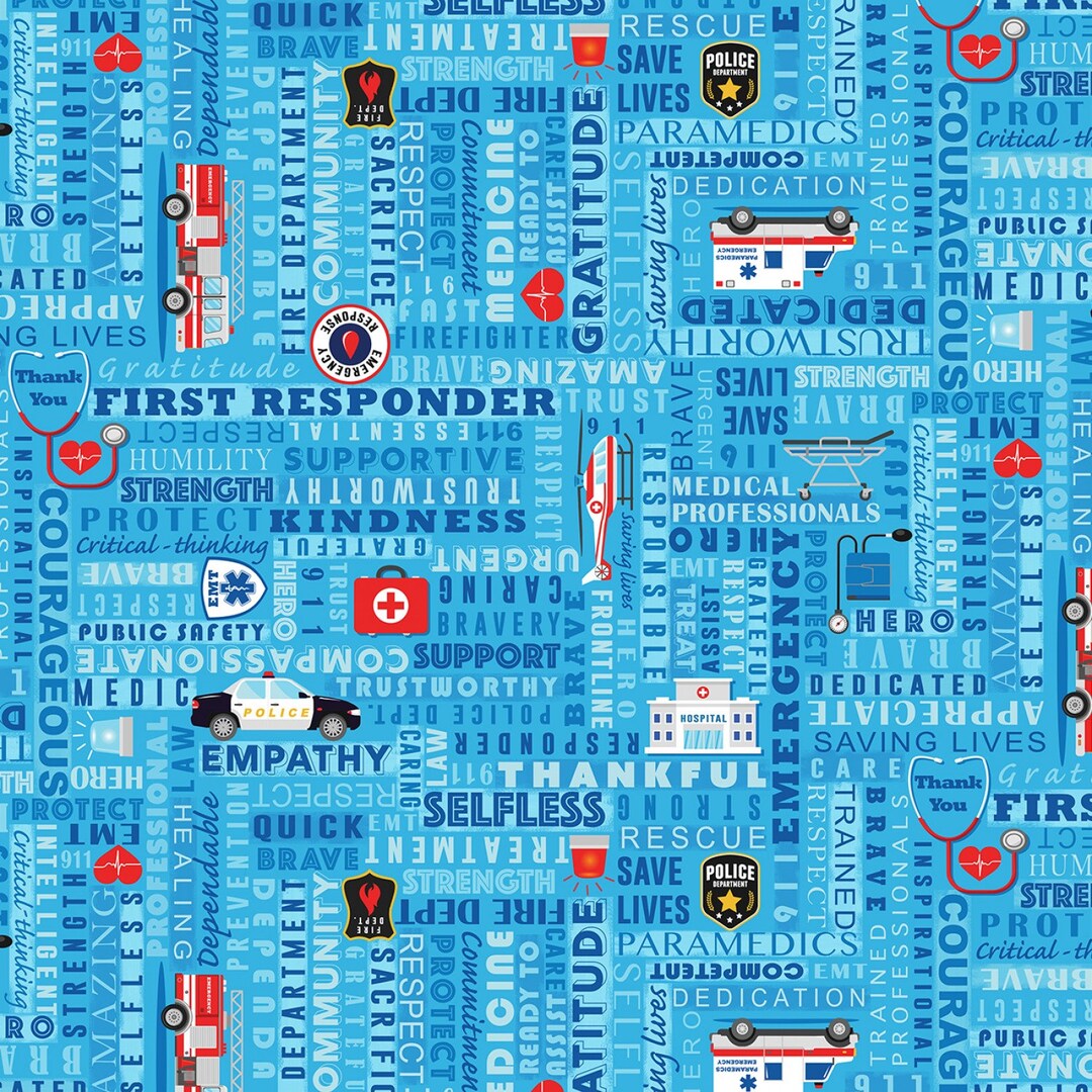 First Responder Words Fabric / Timeless Treasures Military Quilt Fabric ...