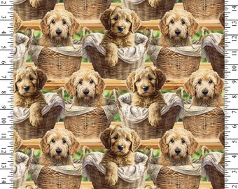 Golden Doodle Dog Fabric Cute Golden Doodles Florals Flowers - Etsy