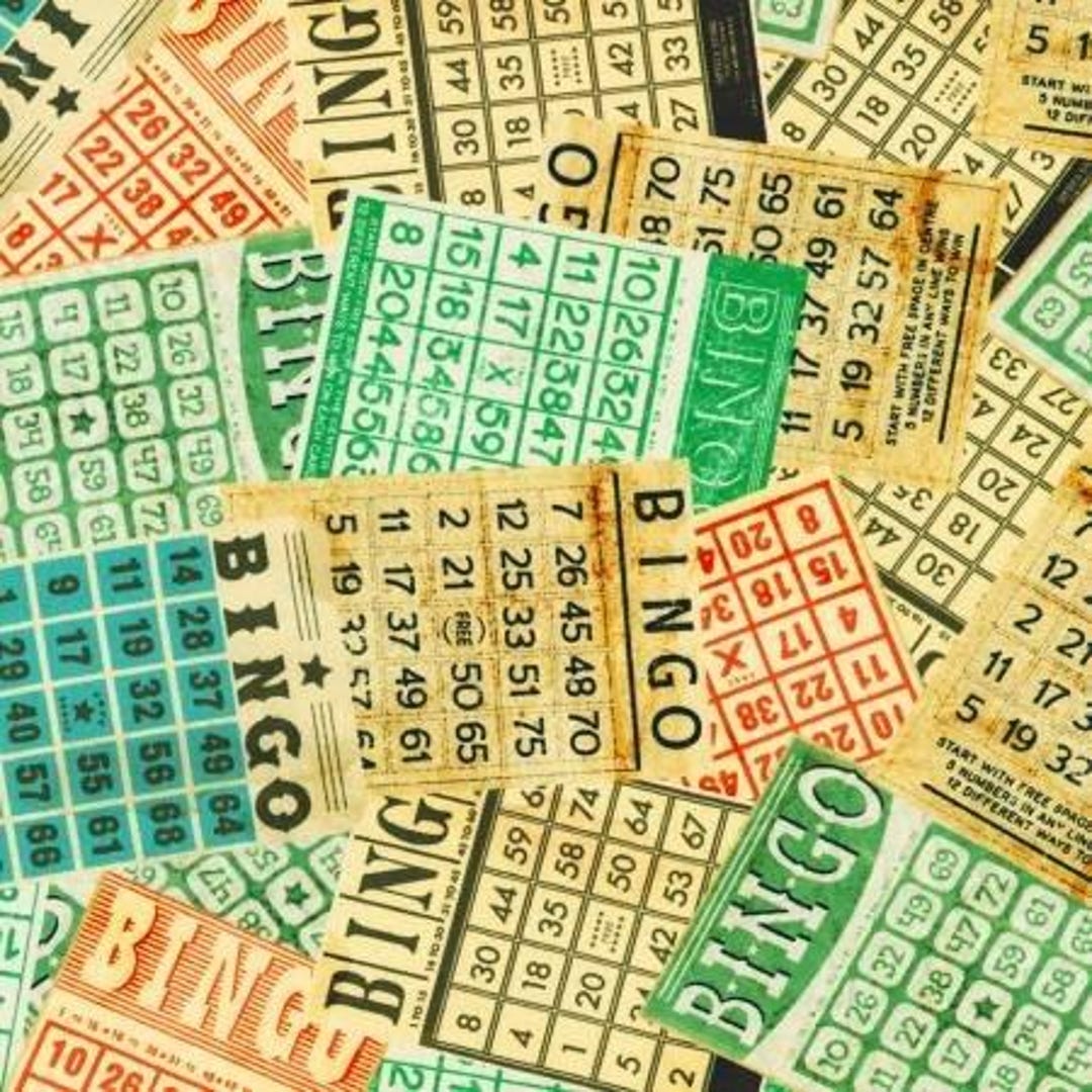Bingo Fabric by the Yard / Vintage Bingo Cards Library of Rarities by ...