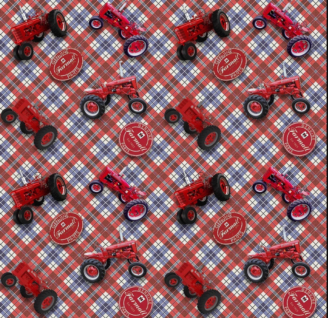 Farmall Farm to Table Farmall Tractors on Plaid by Sykel Enterprises ...
