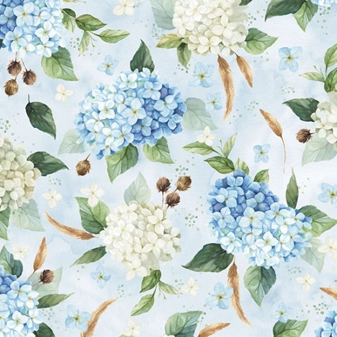 Hydrangea Fabric Celebrate the Seasons by Hoffman, Floral Blender ...