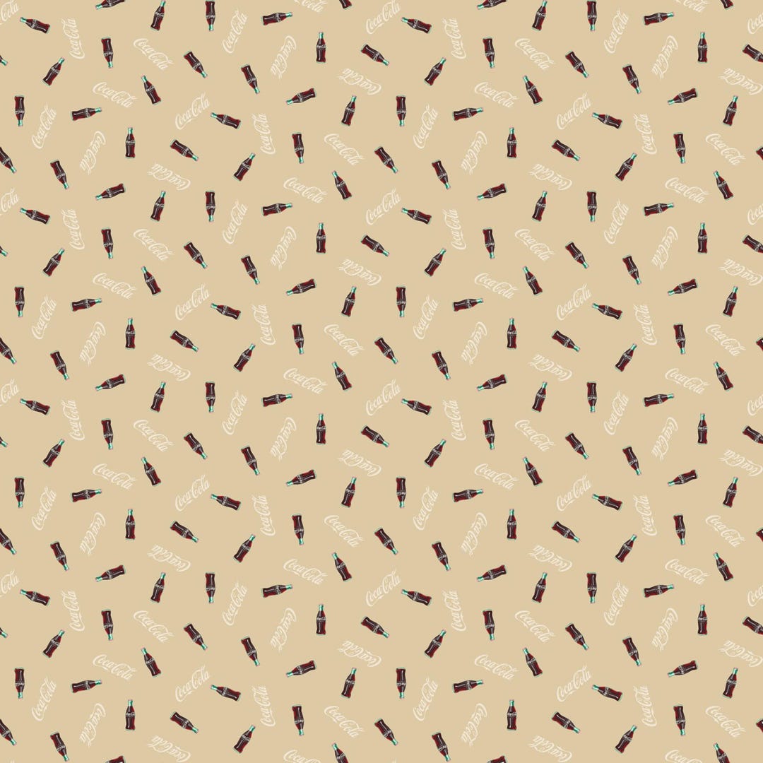 Coca-cola Fabric, Bottles on Tan Licensed by Northcott, Coke Drinks ...