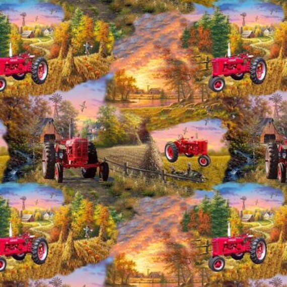 Farmall Country Living Tractor Scenic Allover Tractor Yardage - Etsy