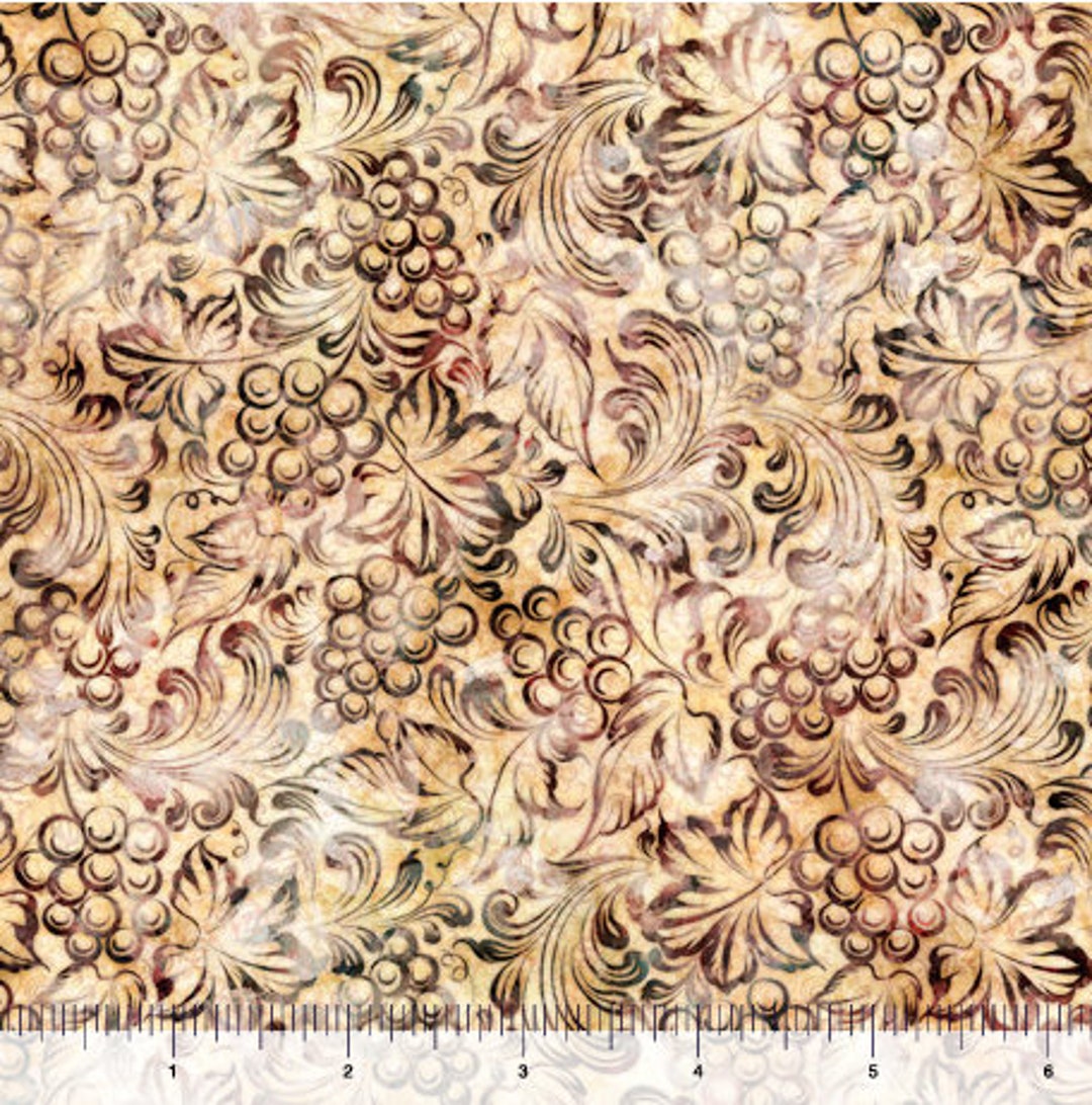 A Little Wine, Packed Grape Toile on Ecru Fabric by QT Fabric by the ...