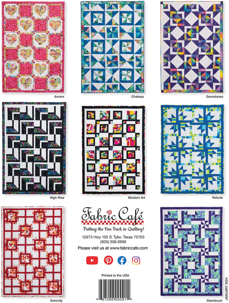 Fabric Cafe 3 Yard Quilt Go Bold With 3-yard Quilts Book / Book of 8 ...